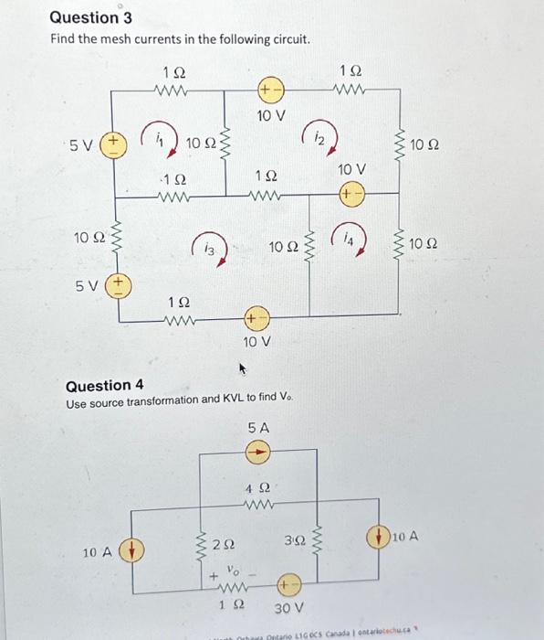 Solved Find the mesh currents in the following circuit. | Chegg.com