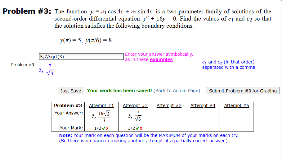 Solved The function y = ﻿c1 cos 4x + ﻿c2 sin 4x is a | Chegg.com