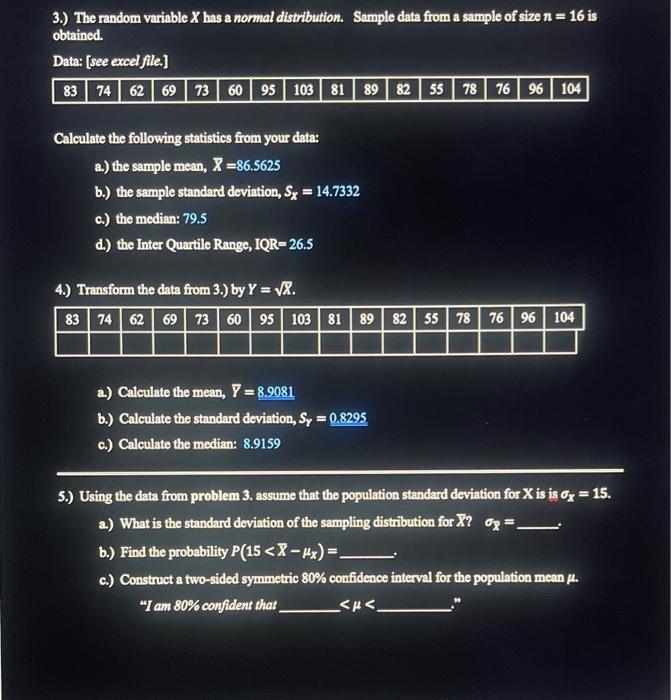 Solved 3.) The random variable X has a normal distribution. | Chegg.com