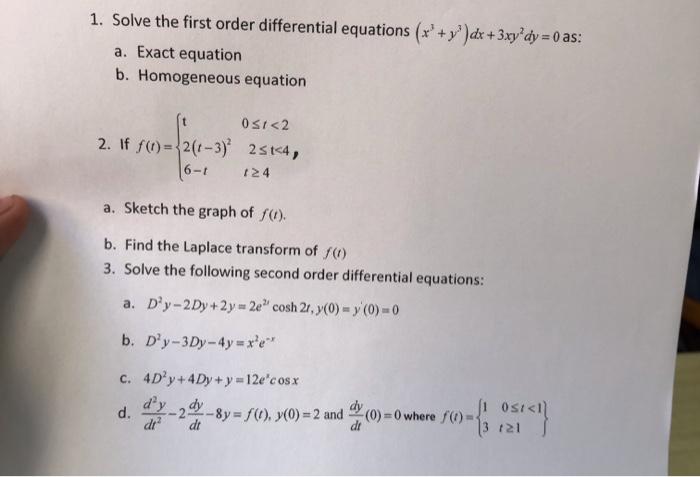 Solved 1. Solve the first order differential equations | Chegg.com