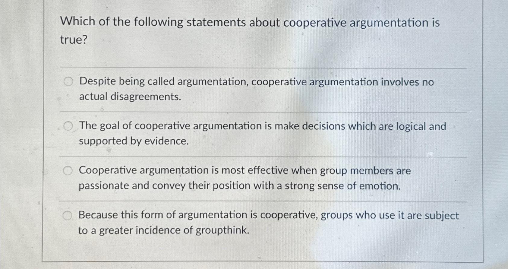 Solved Which of the following statements about cooperative | Chegg.com
