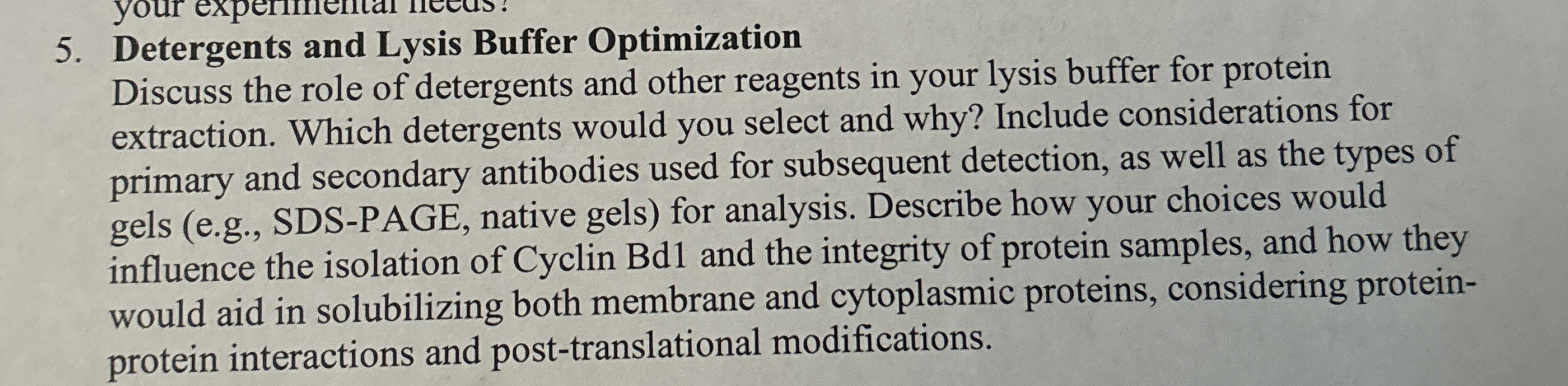 Solved Detergents and Lysis Buffer OptimizationDiscuss the | Chegg.com