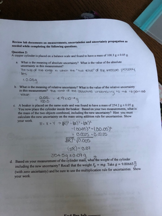 Solved Review lab documents on measurements, uncertainties | Chegg.com