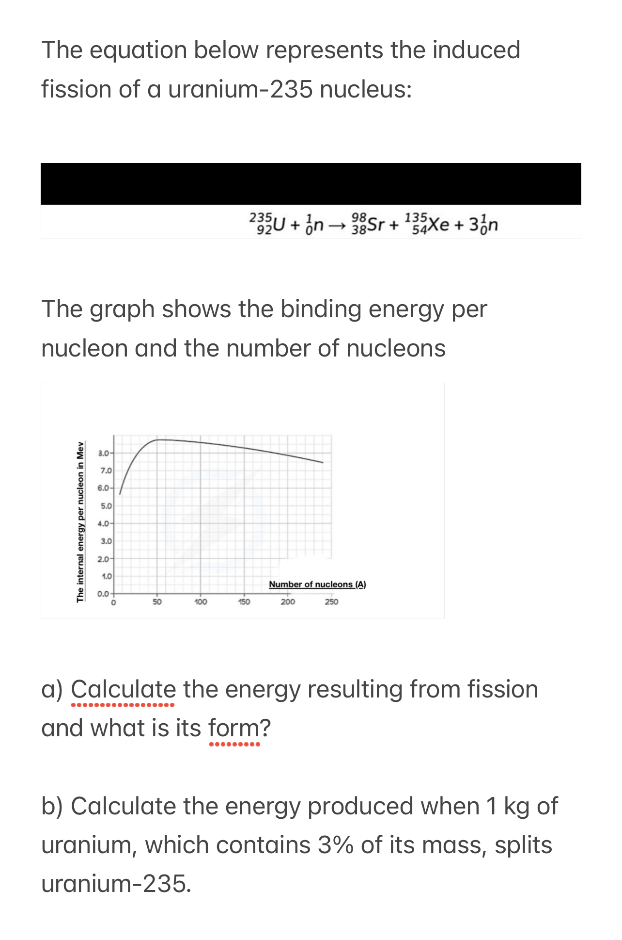 Solved The equation below represents the induced fission of | Chegg.com