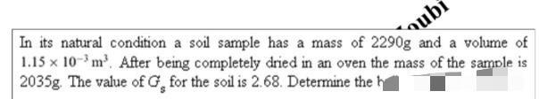 Solved determine the : volume of soilds , volume of voids , | Chegg.com