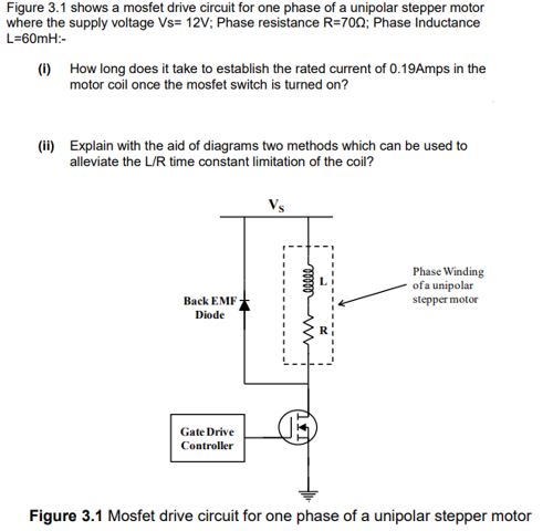 Solved Figure 3.1 ﻿shows a mosfet drive circuit for one | Chegg.com