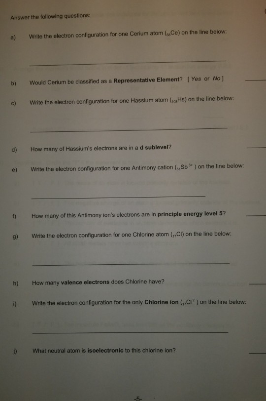 Solved Write the electron configuration for one Cerium atom. | Chegg.com