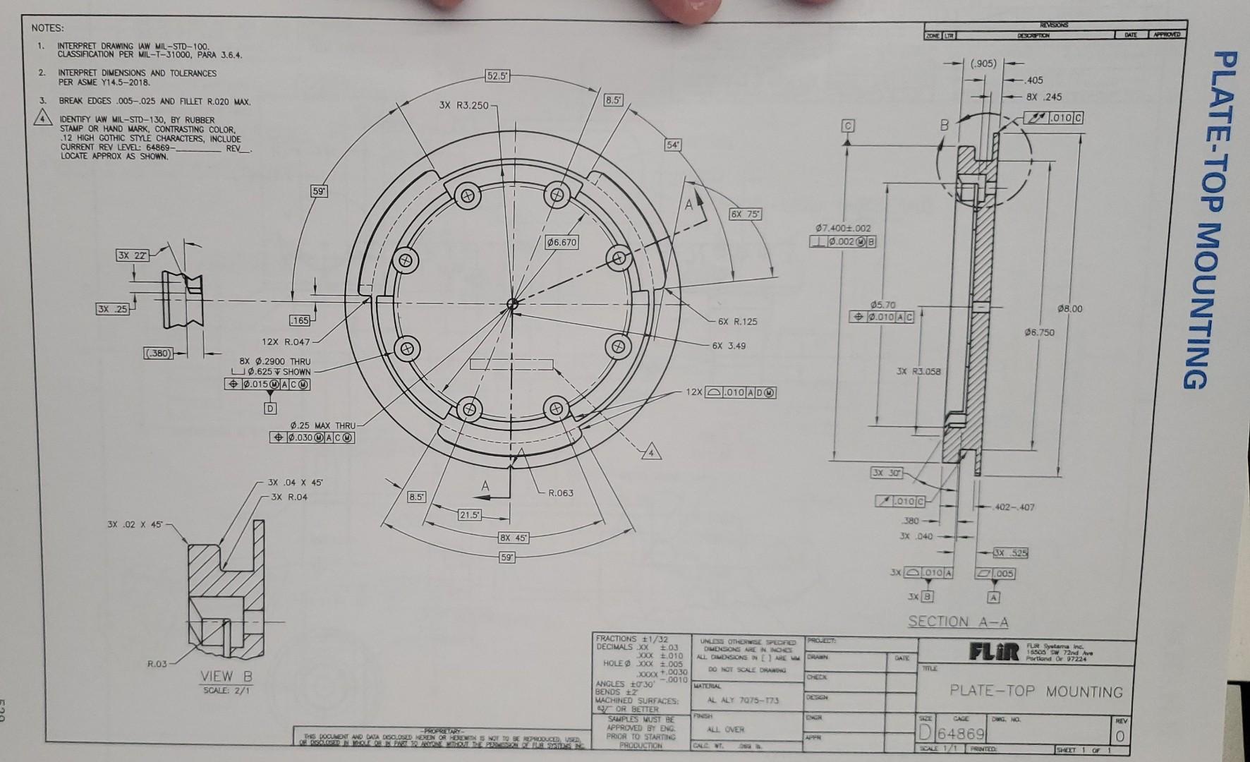 Solved Refer to the print of the PLATE-TOP MOUNTING found on | Chegg.com