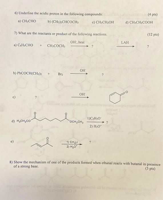 Solved 1) Circle the major organic product obtained from the | Chegg.com