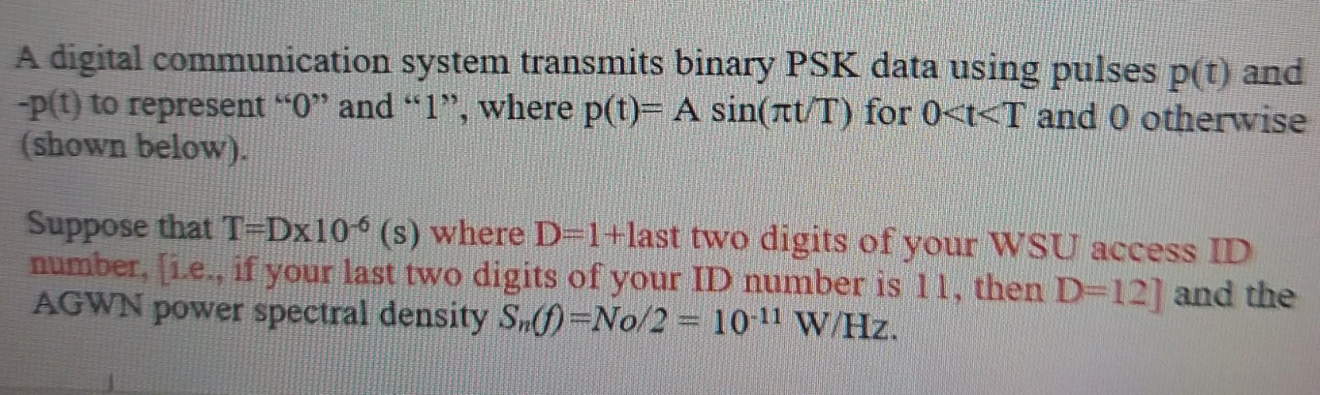 Solved A digital communication system transmits binary PSK | Chegg.com
