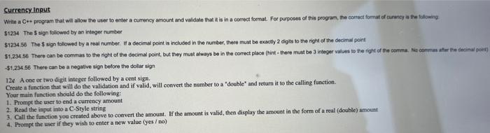 Solved Currency.input Write a C++ program that will allow | Chegg.com