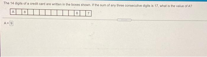 Solved The 14 digits of a credit card are written in the | Chegg.com