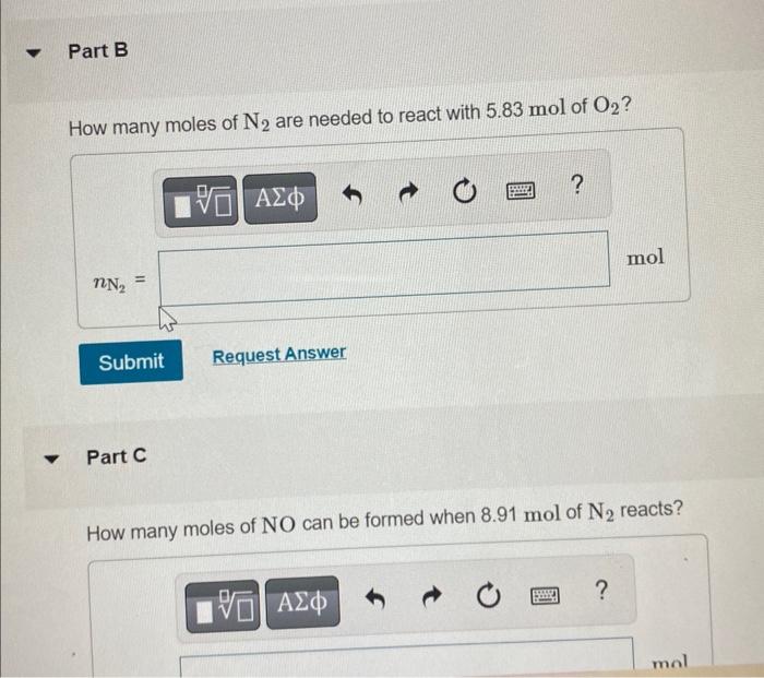 Solved How many moles of N2 are needed to react with 5.83 | Chegg.com