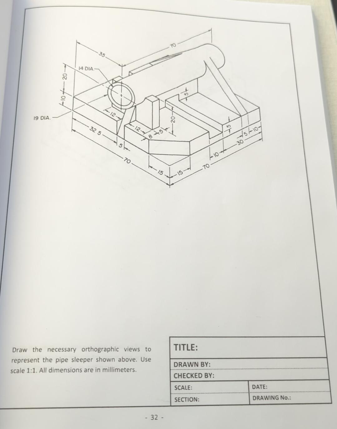 Solved Draw the necessary orthographic views to represent | Chegg.com