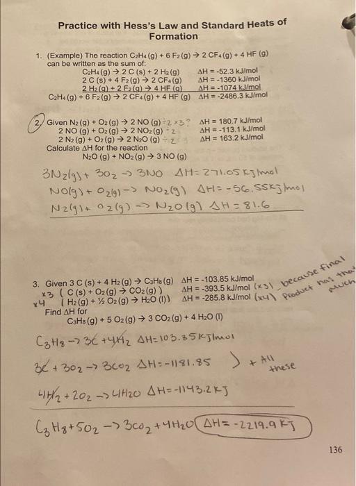 Solved Practice with Hess's Law and Standard Heats of | Chegg.com