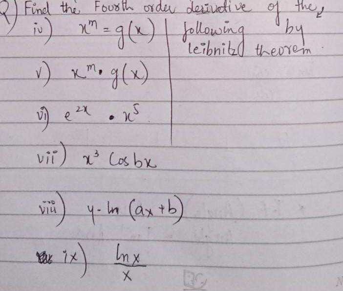 Solved Q Find The Fourth Order Derivative Of The Iv
