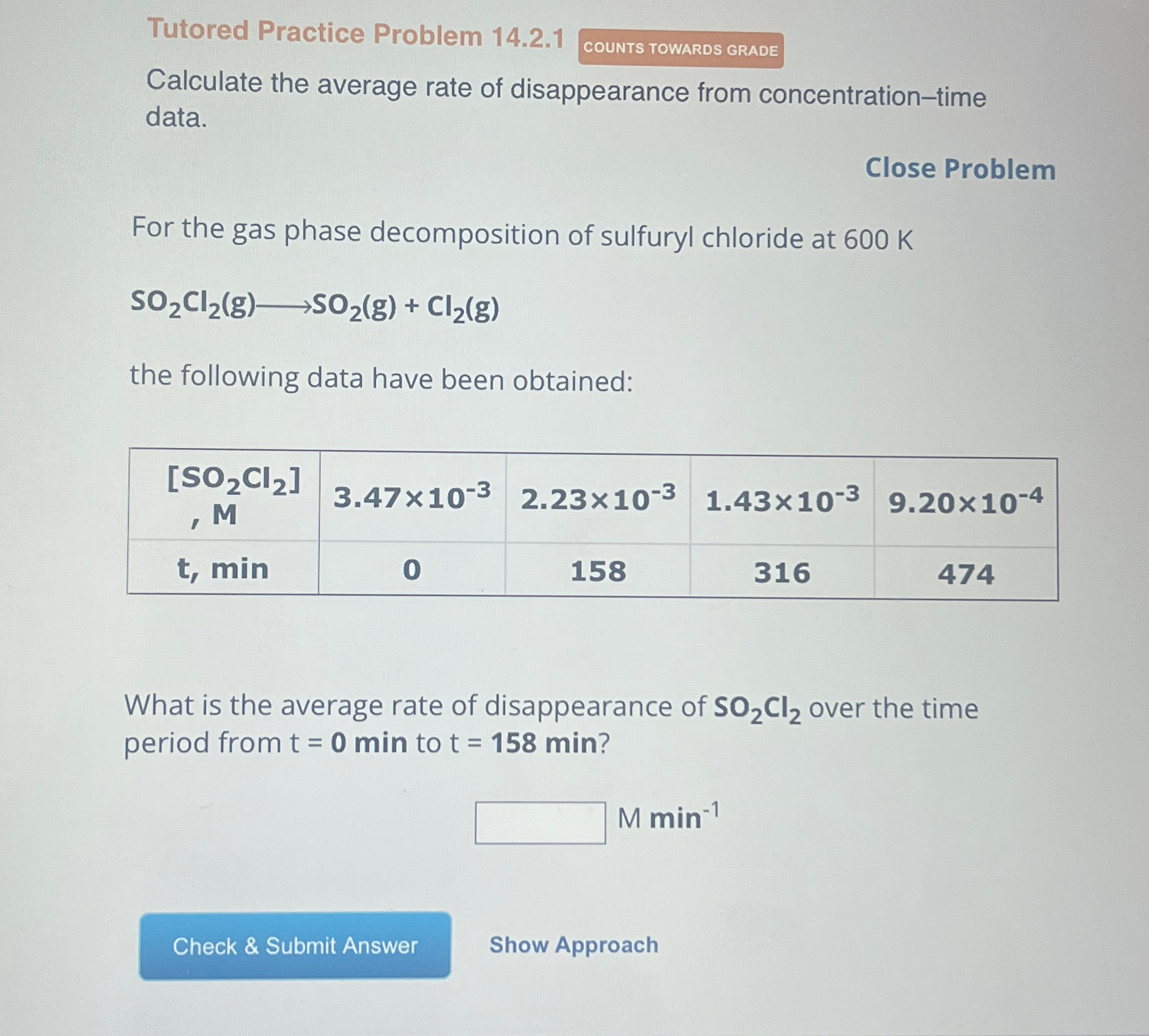 Solved Calculate the average rate of disappearance from | Chegg.com