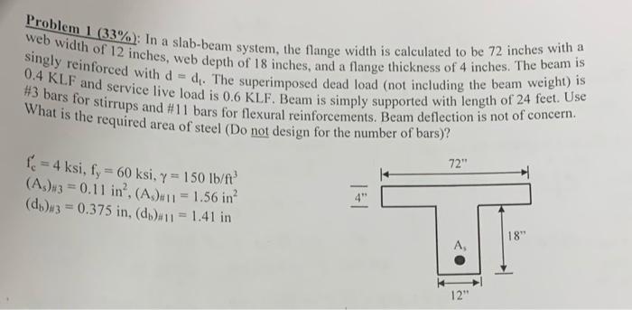 Solved web width of 12 inches, web depth of 18 inches, and a | Chegg.com