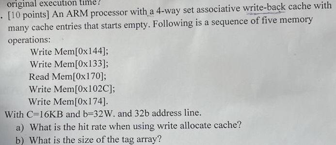 Solved original execution time? . [10 points] An ARM | Chegg.com