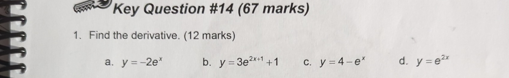 Solved Key Question #14 (67 ﻿marks)Find the derivative. (12 | Chegg.com