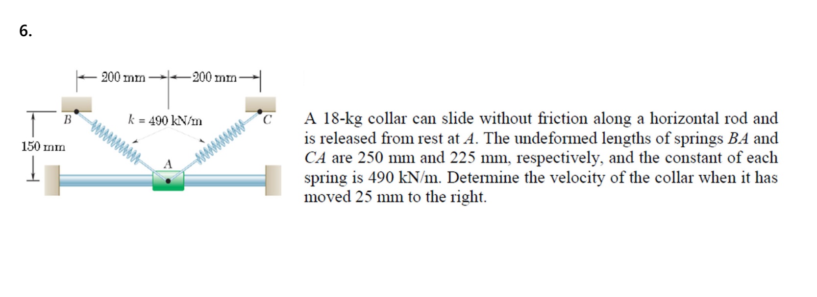 Solved A 18-kg ﻿collar can slide without friction along a | Chegg.com