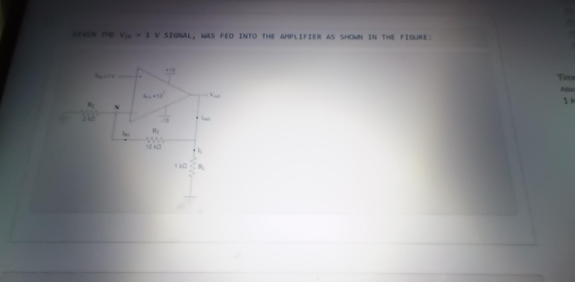 Solved RVGR FHE VIA = 1 V SIGNAL, WAS FED INTO THE AMPLIFIER | Chegg.com