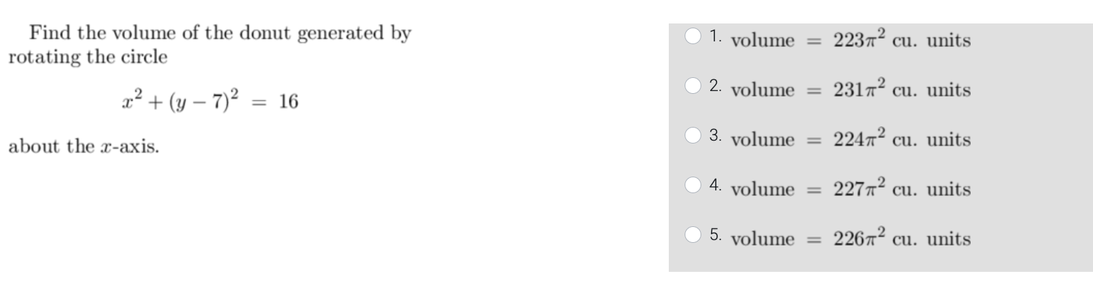 Solved Find the volume of the donut generated byrotating the | Chegg.com