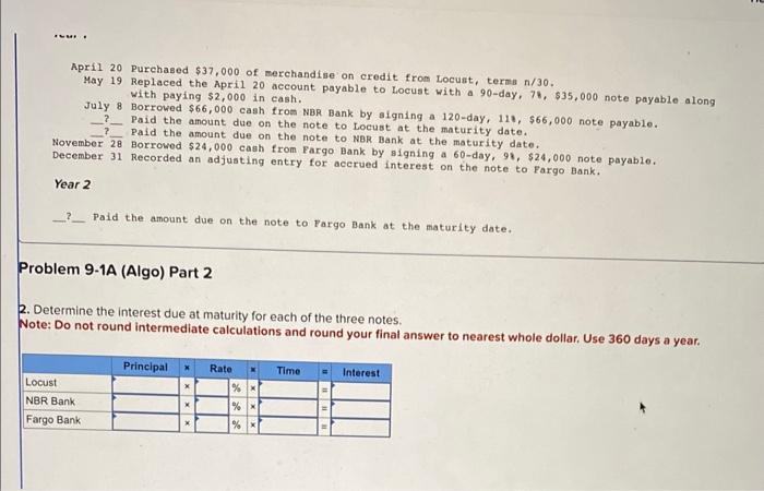 Solved Required information Problem 9-1A (Algo) Short-term | Chegg.com