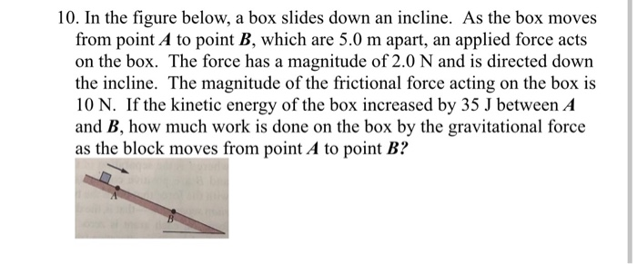 Solved 10. In the figure below, a box slides down an | Chegg.com