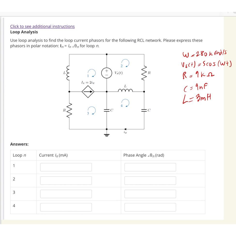 Solved Click to see additional instructionsLoop AnalysisUse | Chegg.com