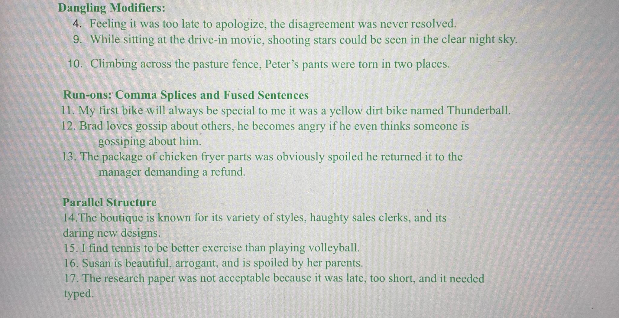 Dangling Modifiers:4. ﻿Feeling it was too late to | Chegg.com