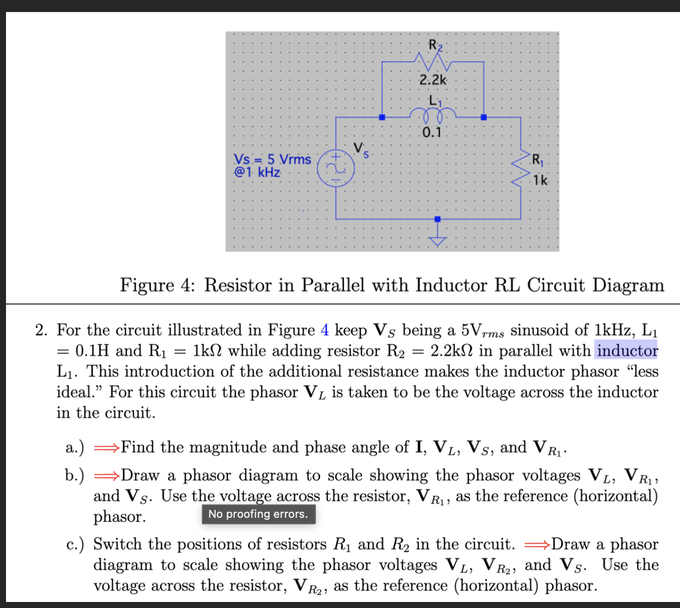 Figure 4: Resistor in Parallel with Inductor RL | Chegg.com