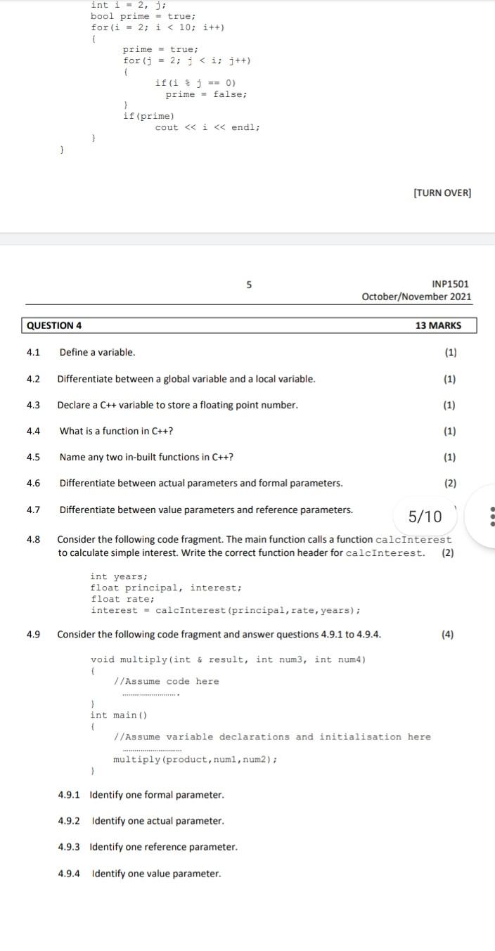 Solved int i=2,j; bool prime = true; for (i=2;i