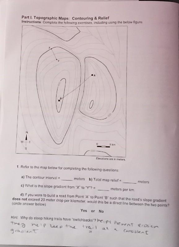 Solved Part I. Topographic Maps Contouring & Relief | Chegg.com