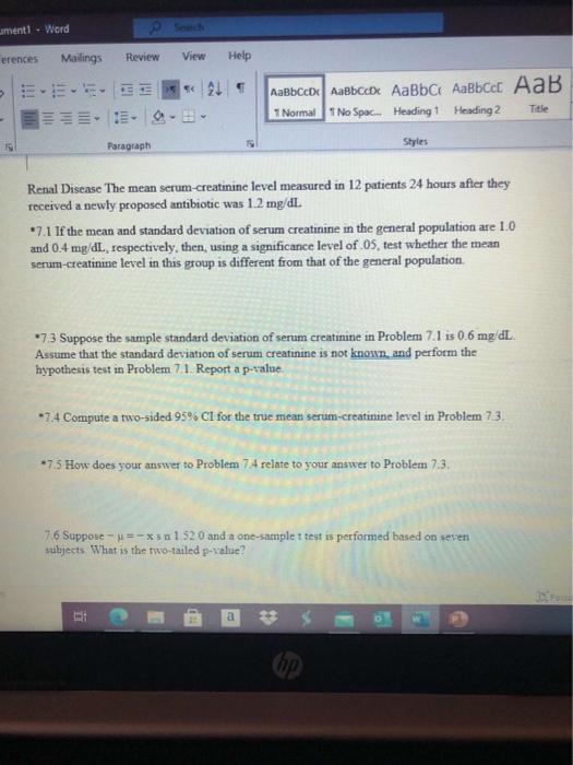 Solved amenti Word erences Mailings Review View Help AaBbCd | Chegg.com