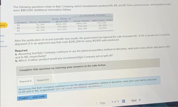 Solved The following questions relate to Kyle Company, which | Chegg.com