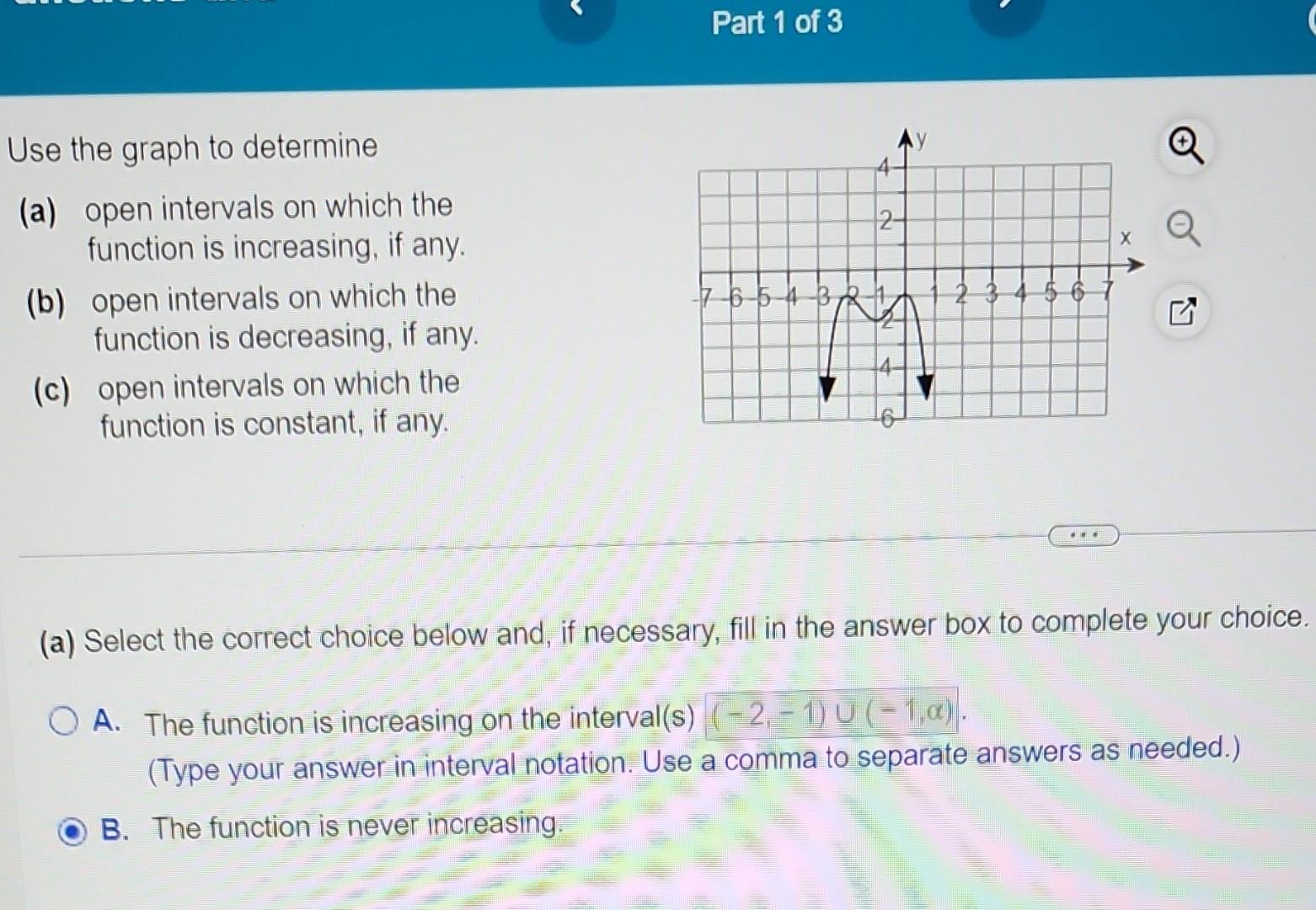 Solved Use the graph to determine (a) open intervals on | Chegg.com