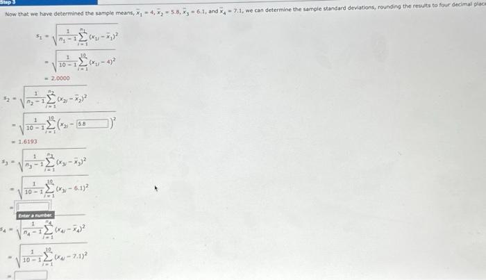 Solved Now that we have determined the sample means, | Chegg.com