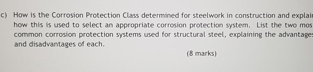Solved c) How is the Corrosion Protection Class determined | Chegg.com