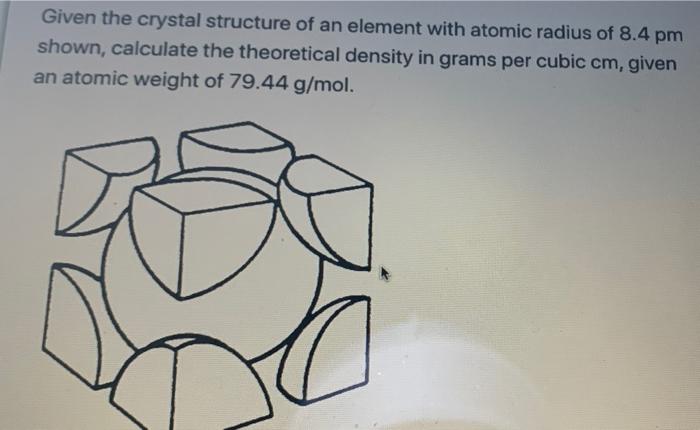 Solved Given the crystal structure of an element with atomic | Chegg.com