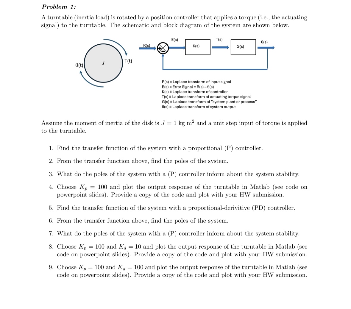 Solved Problem 1:A turntable (inertia load) ﻿is rotated by a | Chegg.com