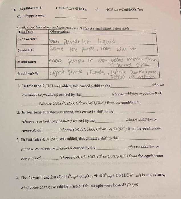 Cu2+ + 2OH(-) Cu(OH)2 C. Equilibrium 1: | Chegg.com