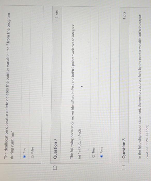 Solved true or false The deallocation operator delete | Chegg.com