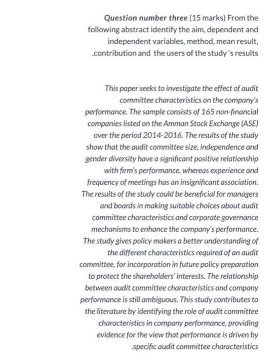 Solved Question number three (15 marks) From the following | Chegg.com