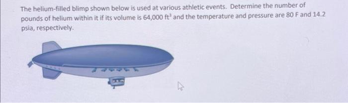 Solved The helium-filled blimp shown below is used at | Chegg.com