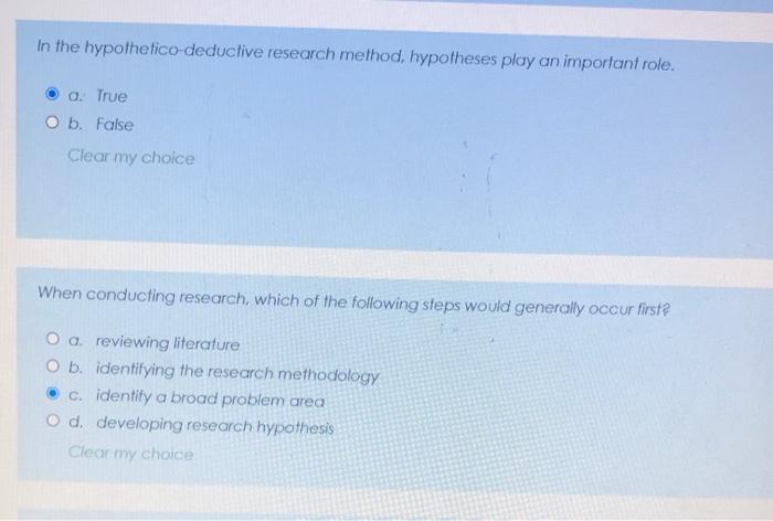 Solved In the hypothetico-deductive research method, | Chegg.com
