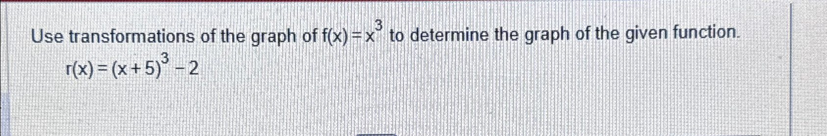 Solved Use transformations of the graph of f(x)=x3 ﻿to | Chegg.com