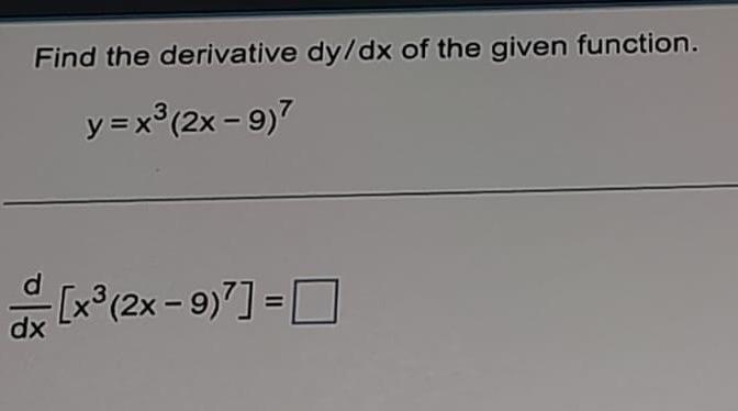 Solved Find the derivative dy/dx of the given function. | Chegg.com