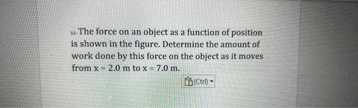 Solved 12- The force on an object as a function of position | Chegg.com