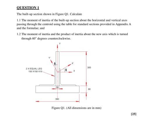 Solved QUESTION The built-up section shown in Figure Q1, | Chegg.com